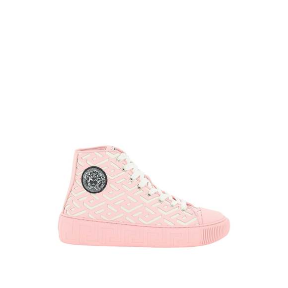 Versace | Shoes | Versace Greca Laser Cut Leather Hitop Sneakers | Poshmark